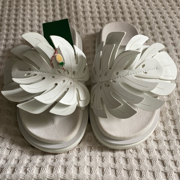 FARM Rio | Shoes | Farm Rio Monstera White Slide Sandal | Poshmark